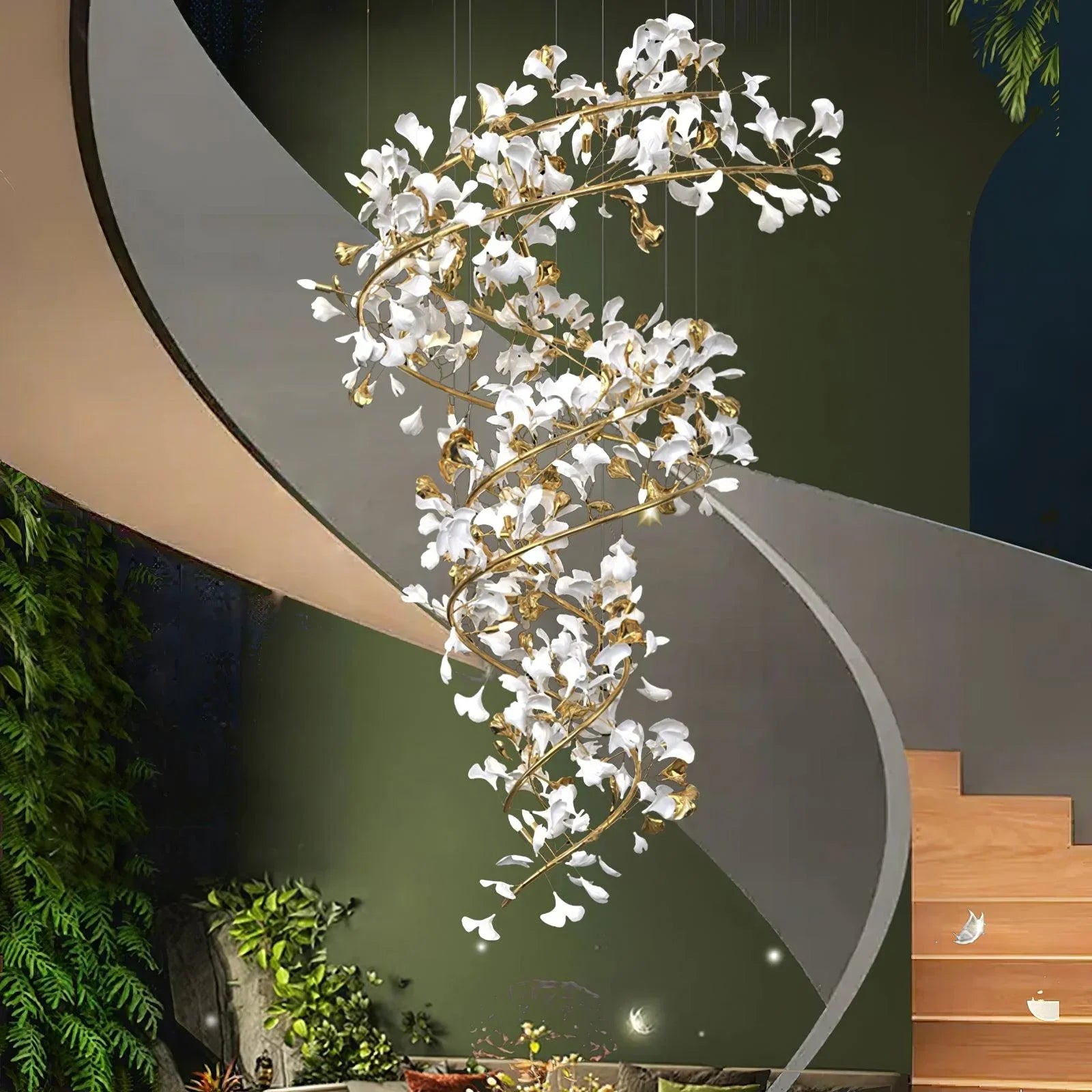 Gingko Chandelier S – Nature-Inspired Gold Lighting for Modern Interio ...